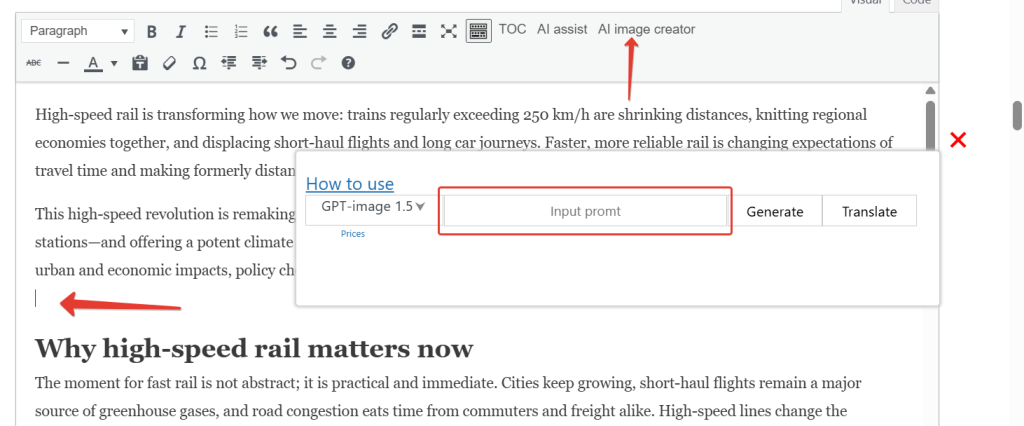AI image creator - generating images at any place in the article - AI ...